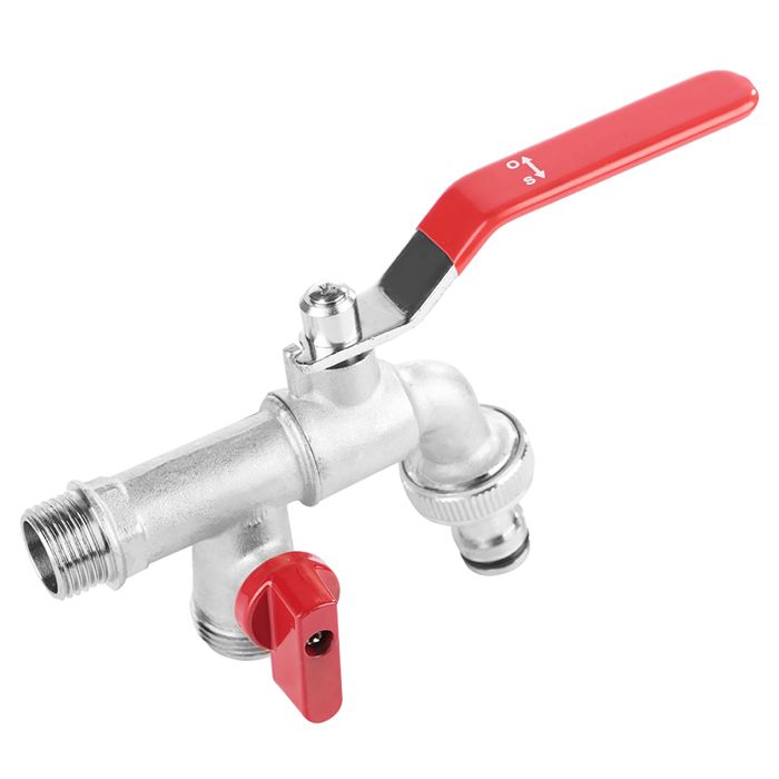 Robinet d'eau à double valve à 90 degrés Robinet en laiton 1/2" Outil ...