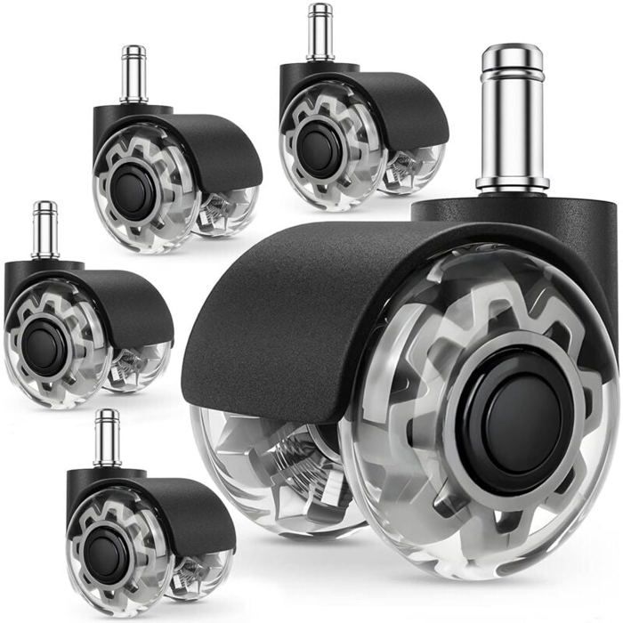 Lot de 5 Roulettes Chaise de Bureau,11 x 22 mm Roulette Chaise Bureau ...