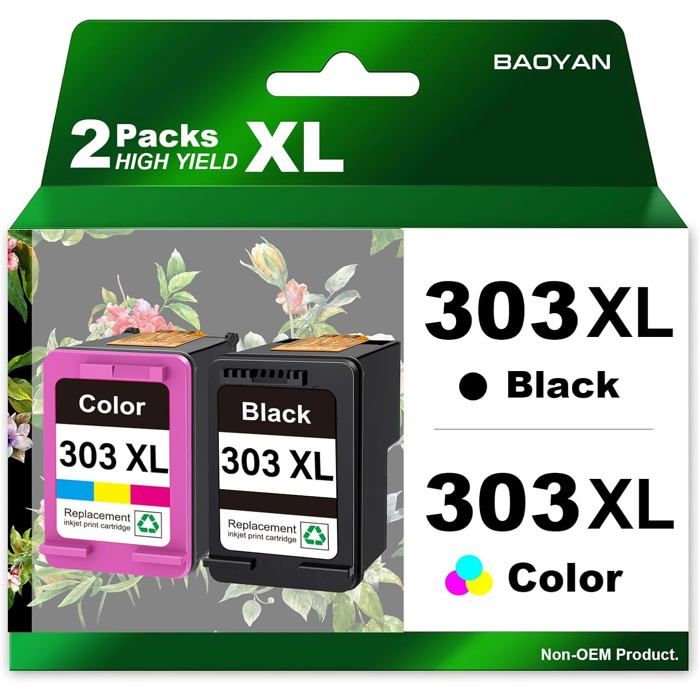 Cartouches d'encre - 303 XL Noir et Couleur - Compatible HP Envy Photo ...
