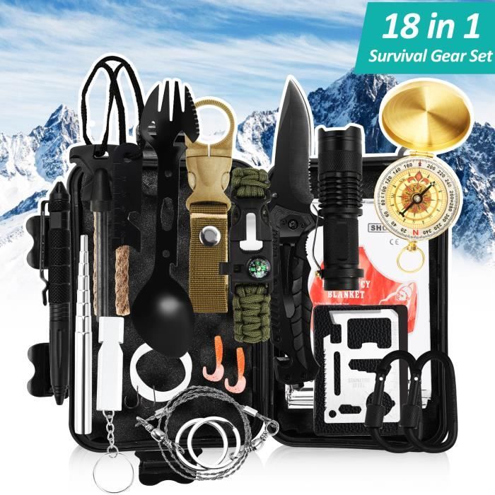 Kit de survie extérieur Kits de survie d'urgence 18 en 1 Kit de survie ...