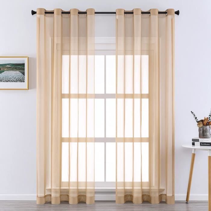 2 Pièce Rideau Café Voilage 140×215Cm Rideaux À Oeillet Semi ...