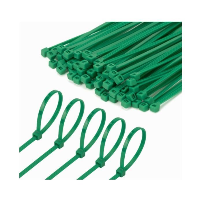Attaches de câble - Attaches de câble - Lot de 100 - Nylon - Vert ...