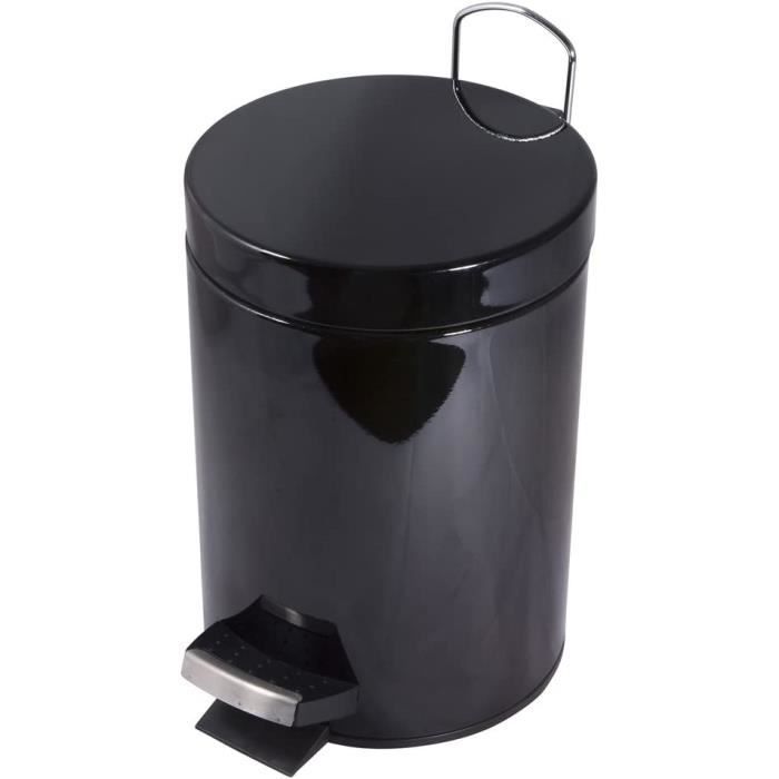 Frandis P356036 Poubelle à Pédale Métal avec Seau Plastique Noir Uni 3 ...