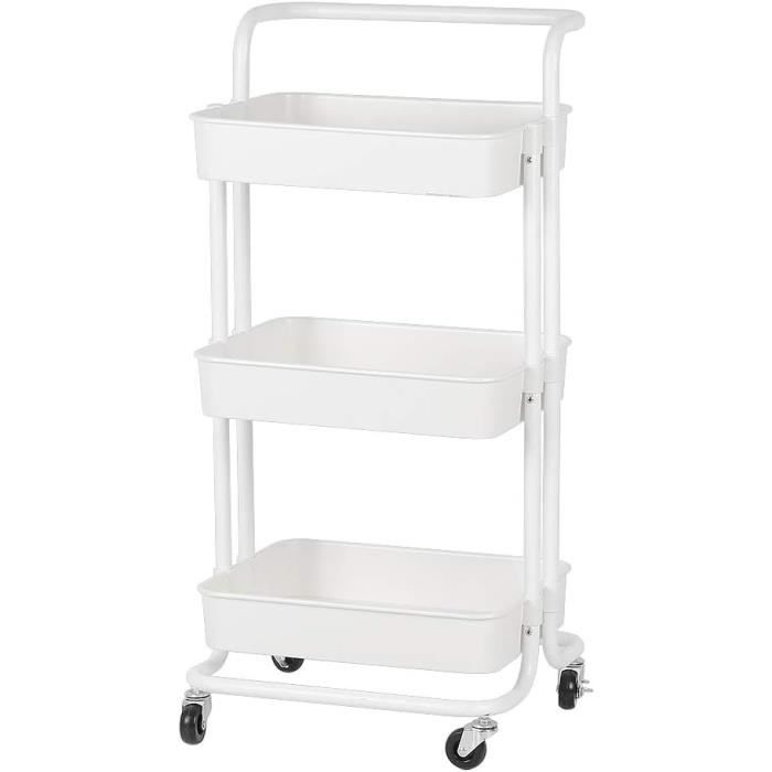 Chariot Roulant 3 Niveaux, Chariot Service Roulettes, Desserte À ...