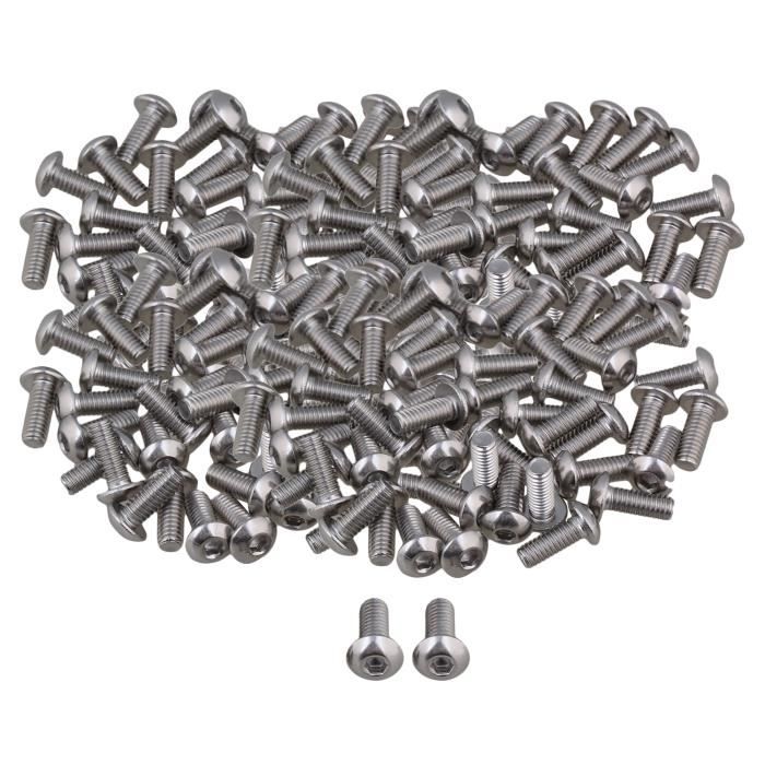 200 pièces filetage métrique en métal M4 vis à tête hexagonale à tête ...