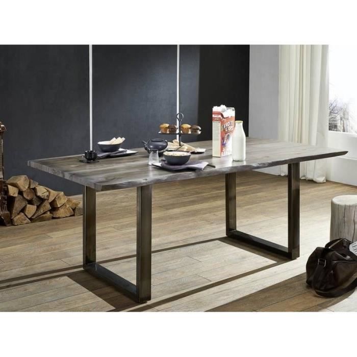 Table à manger 160x90cm - Bois de Sheesham/Palissandre laqué (Smoked ...