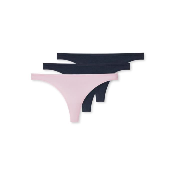 SCHIESSER String Femme - uni, Paquet de 3 Rose/noir/bleu foncé ...