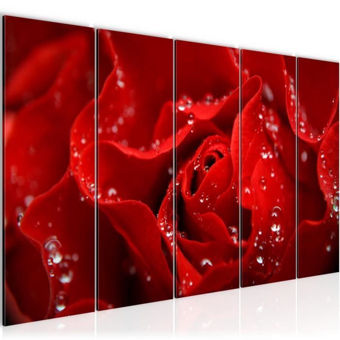 Runa art Tableau Décoration Murale Fleurs Roses 200x80 cm - 5 Panneaux ...