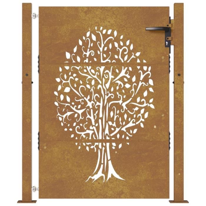 Portail de jardin 105x155 cm acier corten conception de l'arbre ...