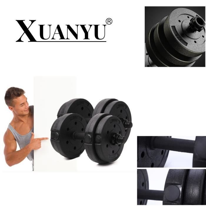 Kit haltères musculation Poids ajustable de12 disques - XUANYU - Noir ...