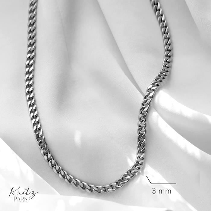 Chaîne Maille Cubaine 3 Mm Plaqué Argent Coupe Diamant I Chaine Mixte ...