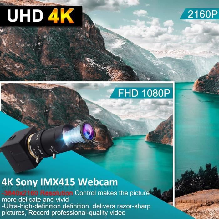 Webcam 4K, Caméra Web Zoom 2160P Avec Objectif Manuel 5-50 Mm, Mise Au ...