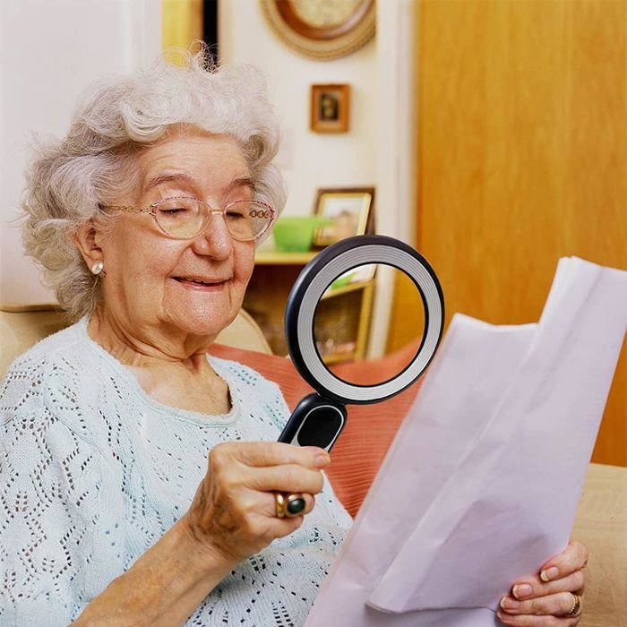 Loupe, loupe de lecture portable rechargeable 21 LED 15X avec 3 modes d'éclairage (noir) - Achat ...