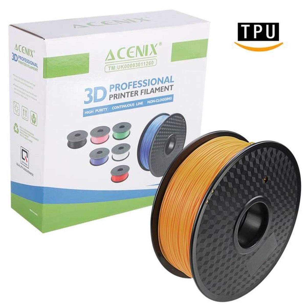 ACENIX® 3D TPU en filament / TPU flexible de 1,75 mm avec bobine orange ...