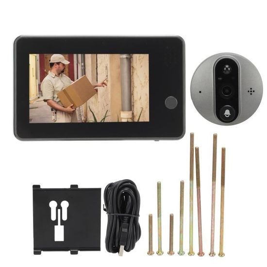 Cikonielf Caméra de judas Caméra Judas 4.3in IPS Écran 1080P Infrarouge ...