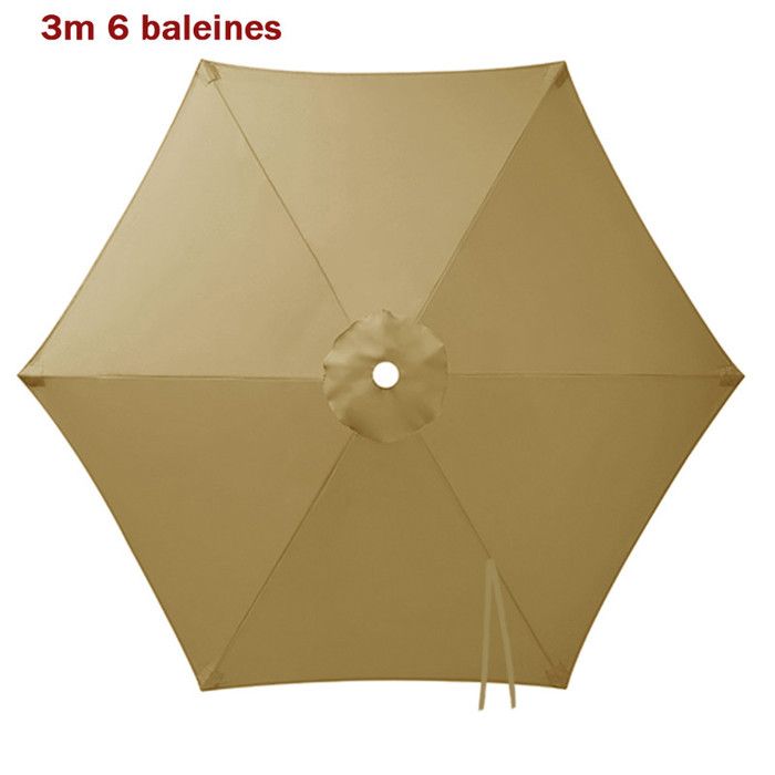 Toile de rechange pour parasol de terrasse, 3 m, 6 baleines,Kaki,Cadre ...