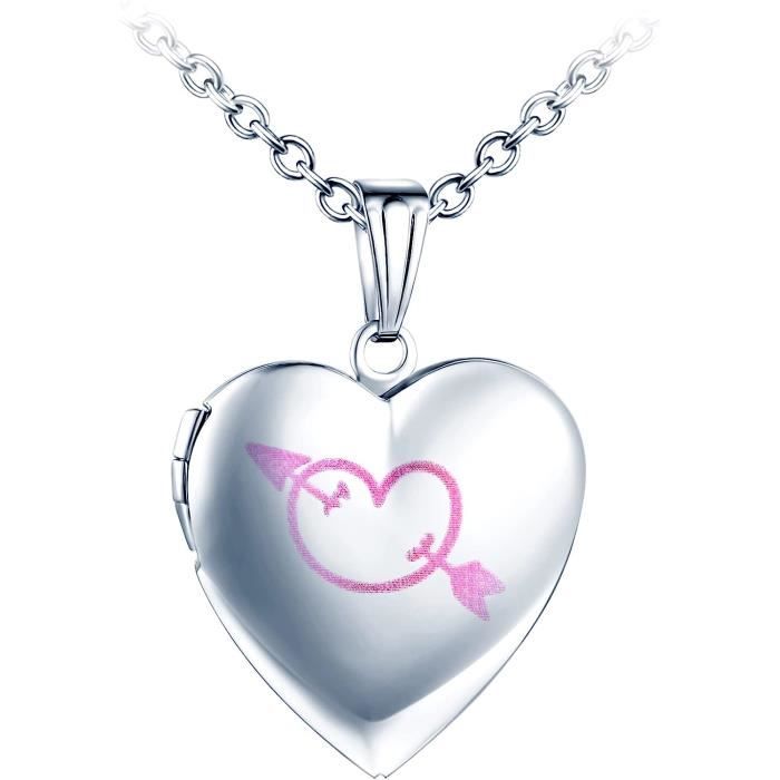 Collier Photo Personnalisé, Collier Pendentif Cœur Médaillon En Acier ...