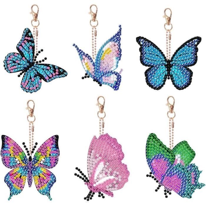 6 Pièces Diamond Painting Porte-Clés,5D Papillon Peinture De Diamant ...