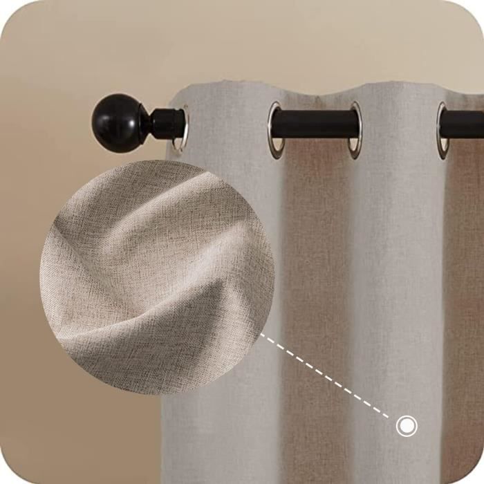 Rideaux Occultant 100% Beige 132X160Cm Rideau Thermique Isolant Anti ...