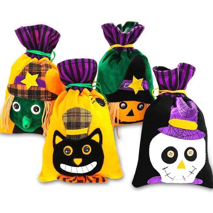 Sacs à Bonbons Halloween BESTZY 4 Pièces Sac à Main en Lin Halloween ...