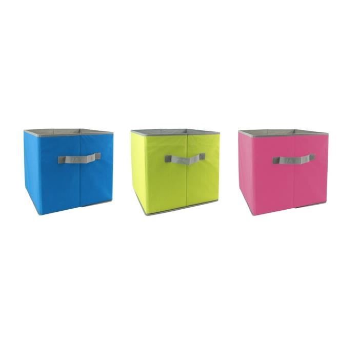 Cube De Rangement Coloré - L 30 x H 30 cm - Rose, bleu et vert ...