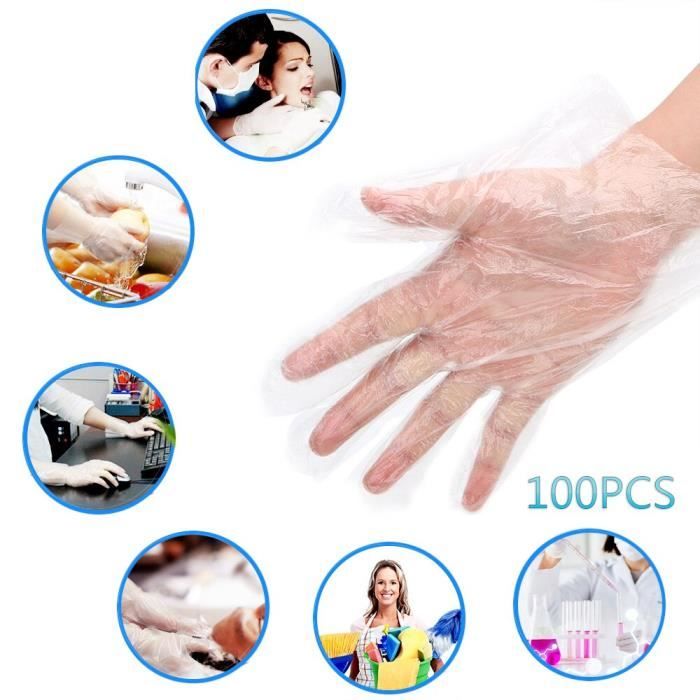 GANT DE MENAGE,Gants jetables en plastique de qualité alimentaire 100 ...