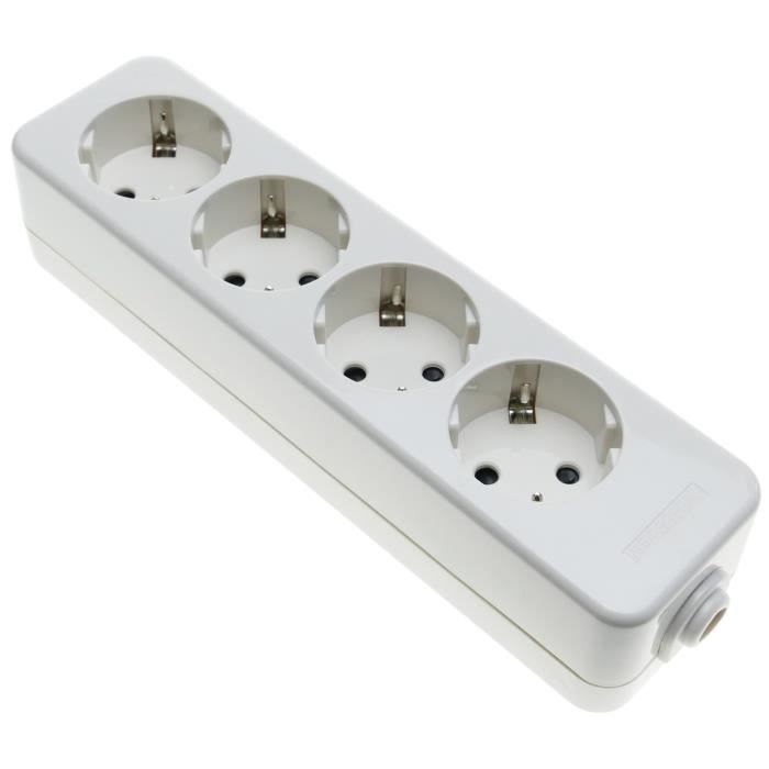 CableMarkt - Multiprise avec quatre prises Schuko 250V sans câble blanc - Cdiscount Bricolage