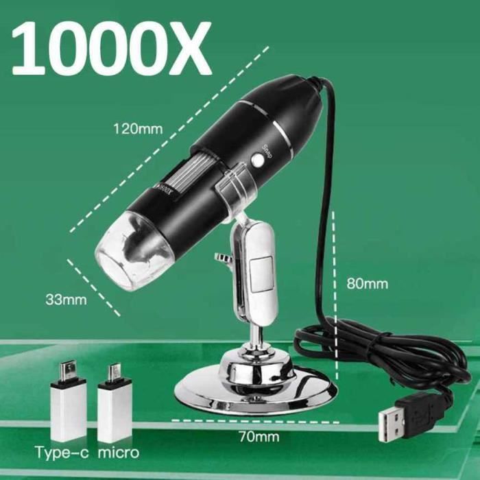 MICROSCOPE OPTIQUE,1000x Caméra Microscope numérique 1600x3 en 1 type-c ...