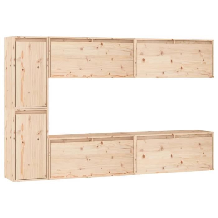 JILL*SALE Ensemble de Meubles TV-meuble stéréo 6 pcs Bois massif de pin ...