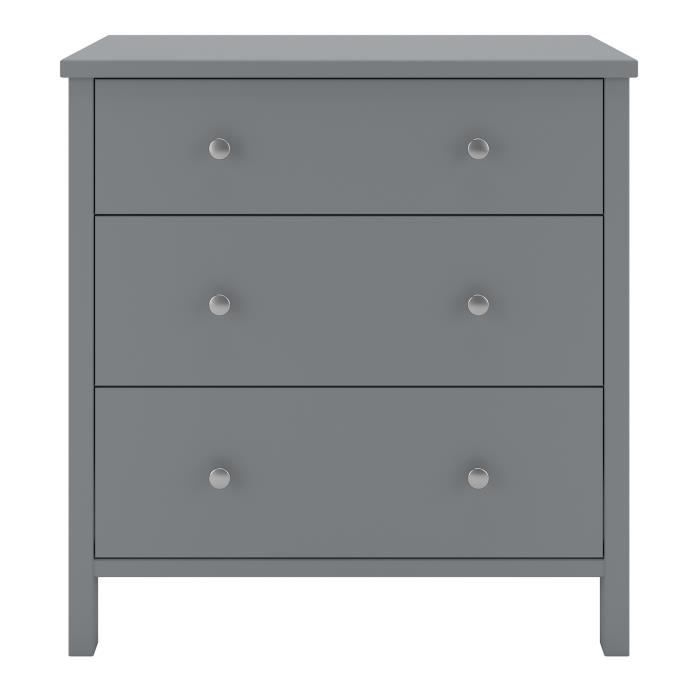 Commode avec 3 tiroirs en MDF coloris gris - Longueur 80 x profondeur ...