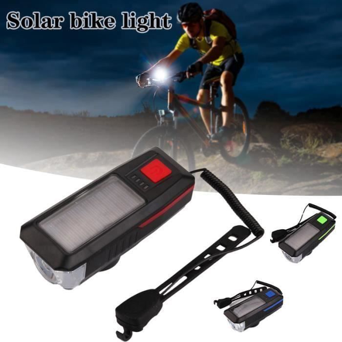 Lampe solaire de vélo ROKOO - Phare LED VTT 3 modes - Corne USB ...
