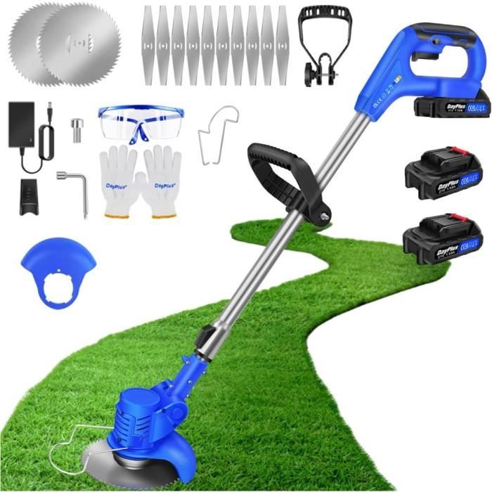 Débroussailleuse électrique sans fil avec batterie 21 V - Avec 2 batteries de 1,5 Ah et lame en ...