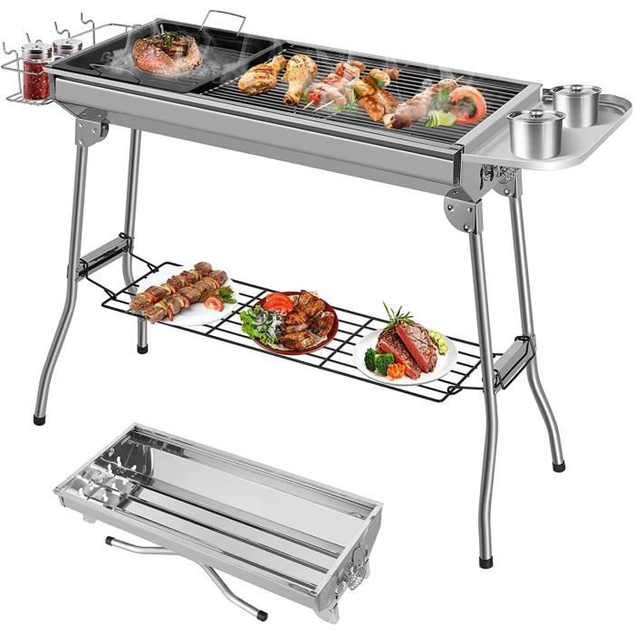 Barbecue à Charbon Pliant Portable, Grill Charbon de Bois, BBQ de Table ...