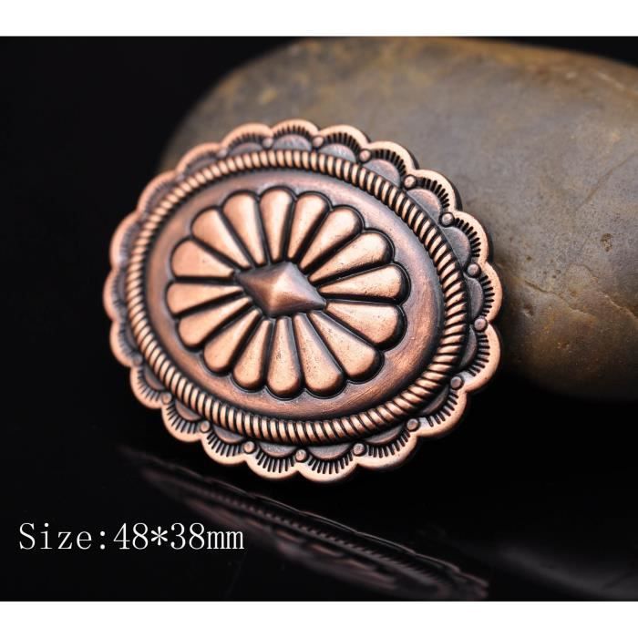 Copper -Concho ovale en métal du sud est du mexique pour selles de ...