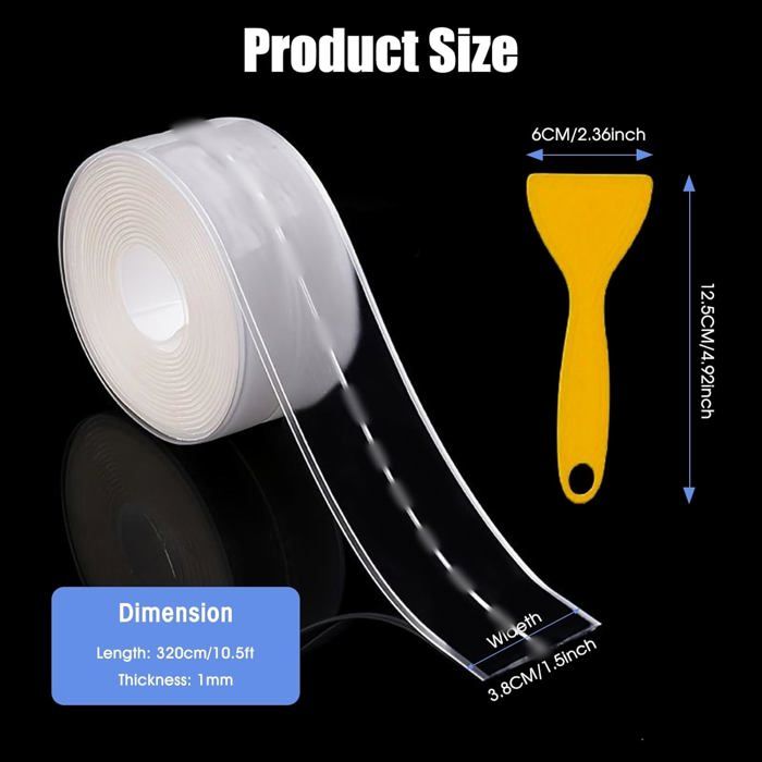 Lot De 2 Bandes D'étanchéité Transparentes Pour Salle De Bain, Étanche ...