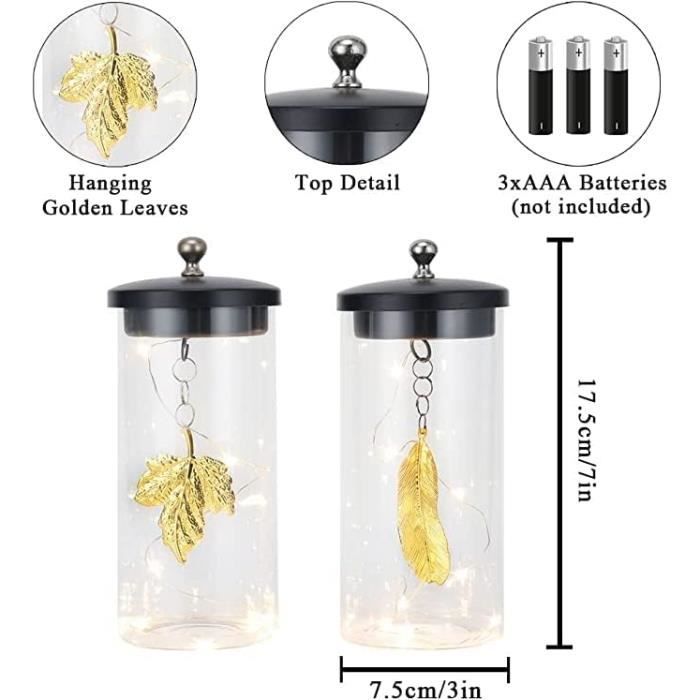 Ensemble De 2 Feuilles Pendentif Lampe Décorative À Piles Led Verre ...