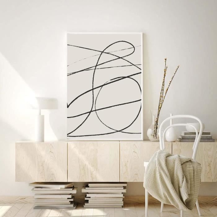Boho Style Abstrait Dessin Au Trait Toile Peinture Beige Couleurs ...