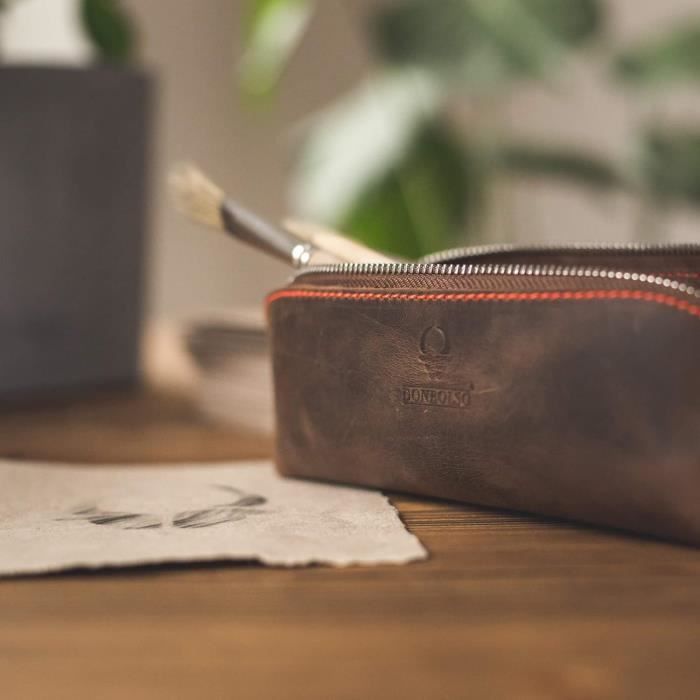 Trousse Crayon Valence | Trousse Scolaire En Vintage Cuir Pour Hommes Et Femmes | Plumier Pour L ...