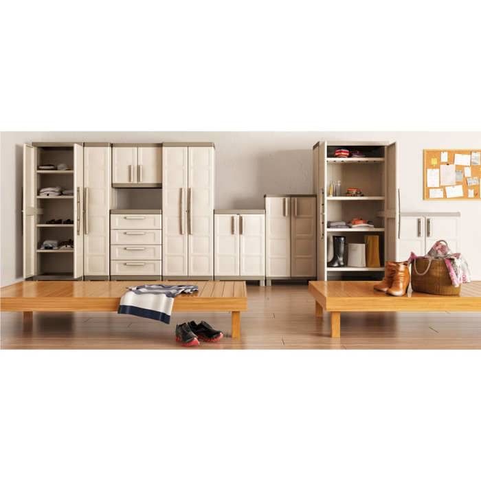 Keter Armoire de rangement basse Excellence Beige et taupe 97 cm 46640 ...