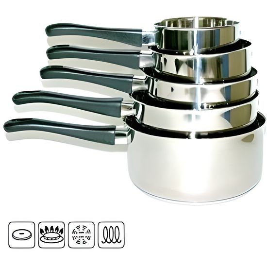 CASSEROLE INOX 5 LOT INDUCTION PP CODE 12081750 - Cdiscount Maison