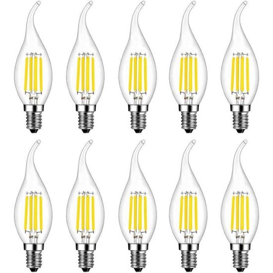 Ampoule Flamme Led E14, 4W Equivalent À Ampoule Halogène Incandescente 40W, Blanc Froid 6500K ...