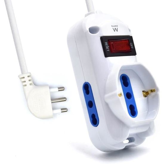 Ew3918 Multiprise 3 Pôles, 2 Prises Ita 10-16A + 1 Schuko, Protection ...