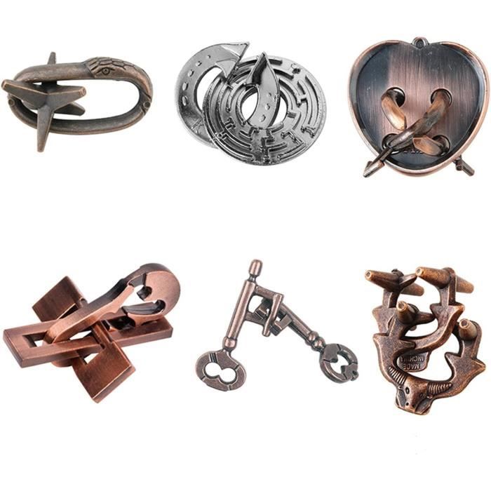 Lot de 6 Puzzles en Fil métallique pour Casse-tête, Jeu d'esprit, Test ...