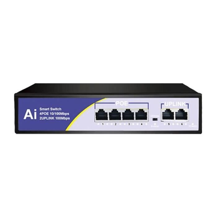 6 ports - Commutateur intelligent Ethernet POE + 2, 6 ports, 100Mbps ...