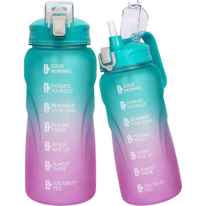 Gourde Sport 2L avec Paille et Marqueur de Temps de Motivation ...