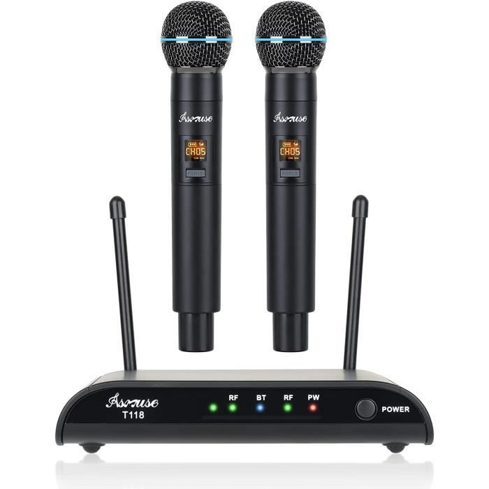 Microphone sans Fil Systèmes de Micro UHF Double Portable Micros ...