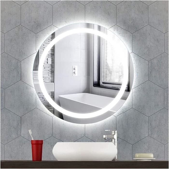 Miroir de Salle de Bain à LED Rond 50-60-70-80cm, Miroir Mural LED ...