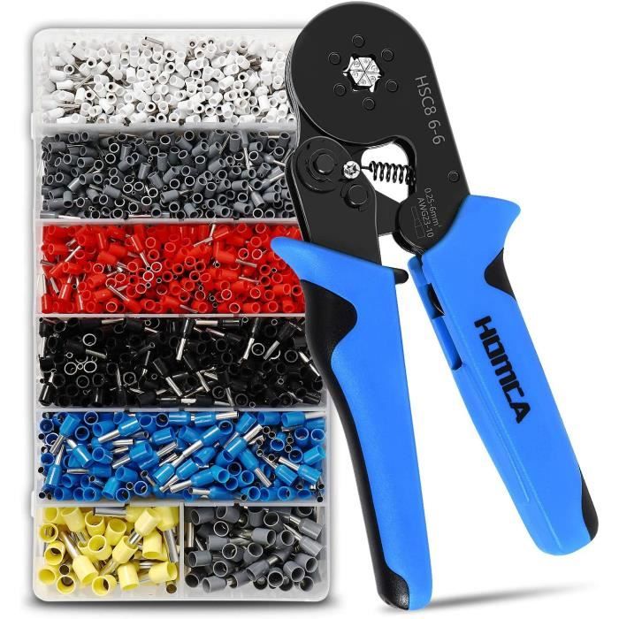 Pince à Sertir -Cosses Electriques 1900 PCS Cosses Outil de Sertissage de Fil à Cliquet Auto ...