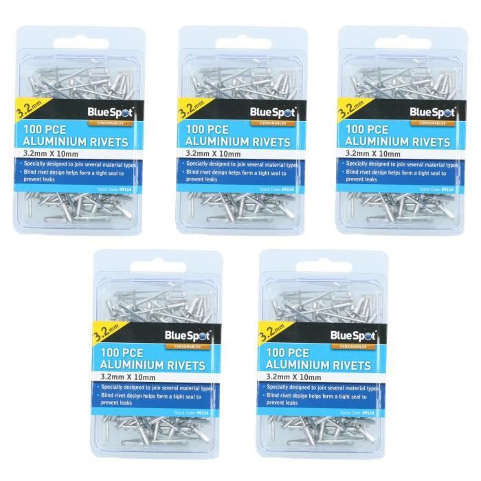 500 Aluminium métriques Pop Rivets aveugles Pot de fixation Fixation 3. ...