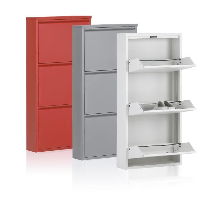 Meuble Chaussures Bogotá 3 portes, rouge - Cdiscount Maison